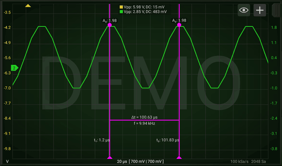 2 Vertical Cursors and relative measurement