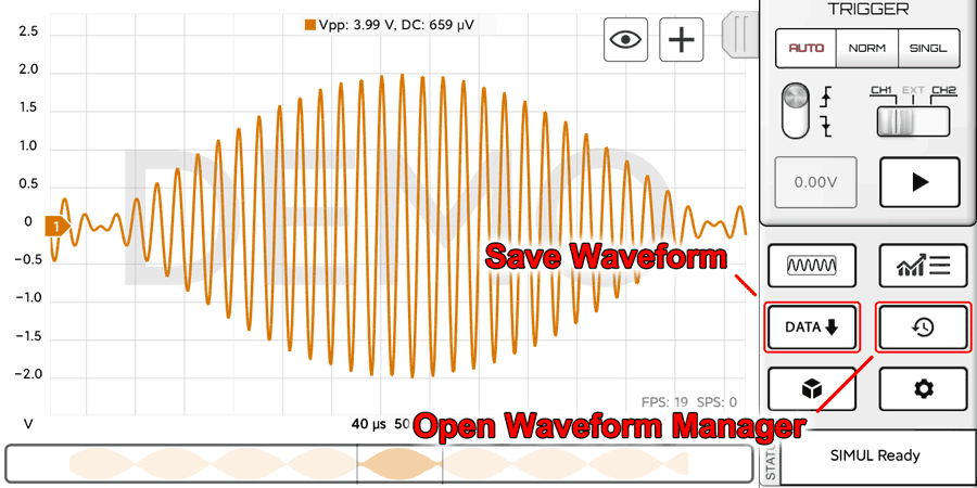 Most of the operations are done in the Waveform Manager: